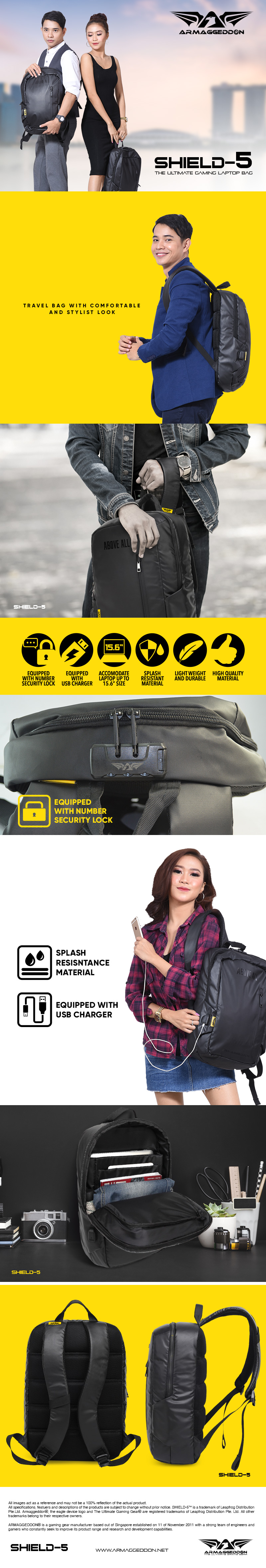 Armaggeddon Shield 5 Anti Theft Gaming Laptop Backpack Armaggeddon Shield 5 Anti Theft Gaming Laptop Backpack
